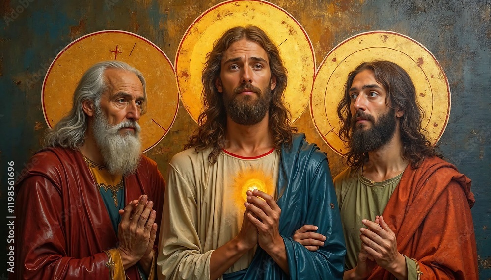 The Holy Trinity: A Modern Icon of Faith, Hope and Love. Masterpiece of ...