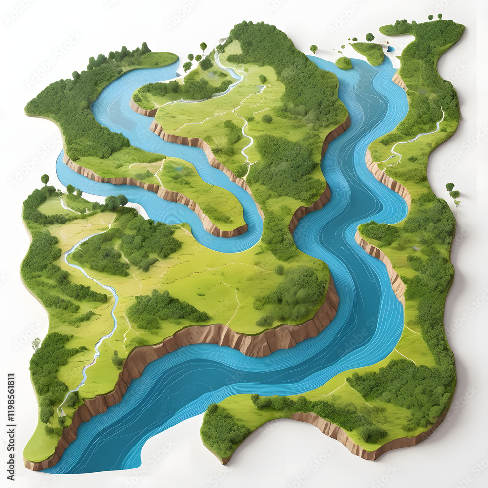 Hyper-detailed 3D Natural Map Mockup Stock Photo | Adobe Stock
