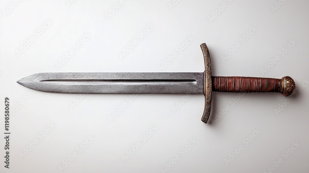 Artistic perspective of medieval sword mastery isolated showcase of ...