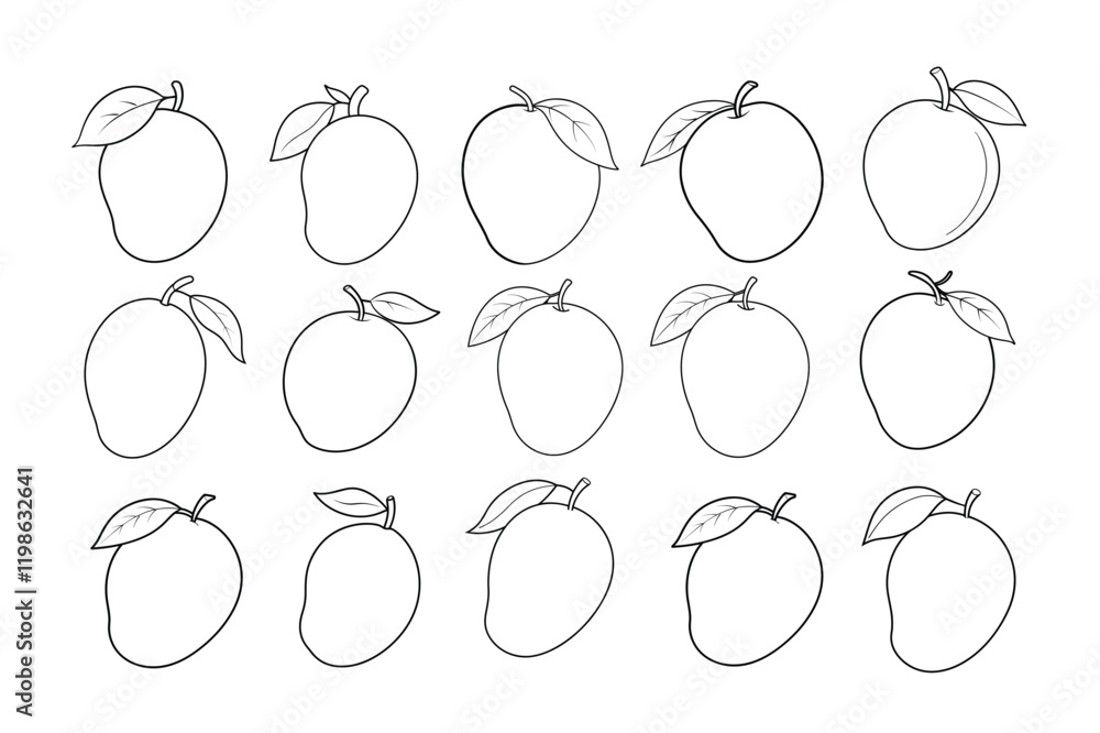 Mango Fruit outline Coloring Page,mango coloring page for kids,on White ...