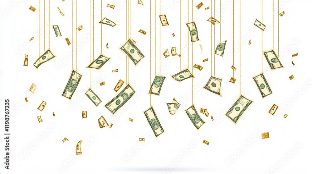 Money Rain: A Visual Symphony of Wealth and Prosperity - Dollar Bills ...