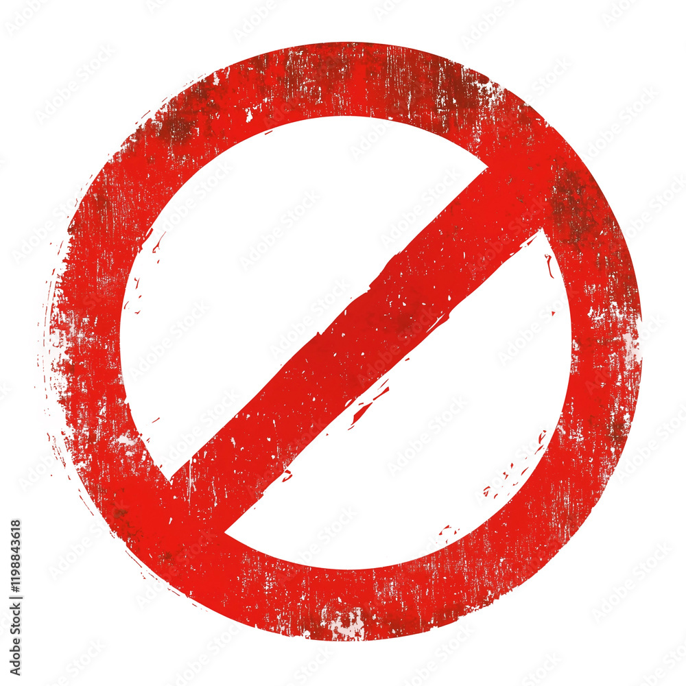 "Cancelled" symbol,illustrated circle with line through it colored red ...