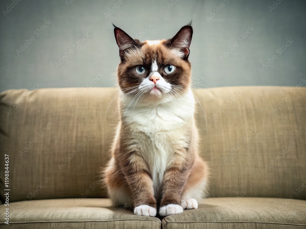 Ilustración de Stock Grumpy Cat Meme: Sulking Pet in Bad Mood, Rule of ...