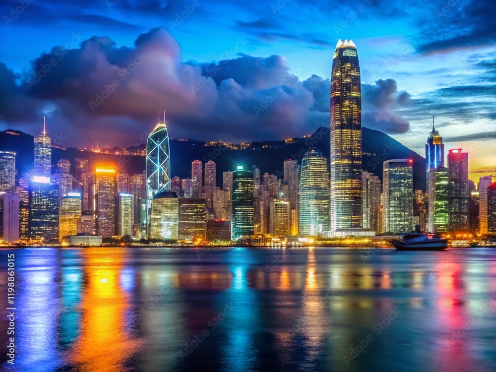 Hong Kong Victoria Harbour Panoramic View: Stunning Skyline at Night ...