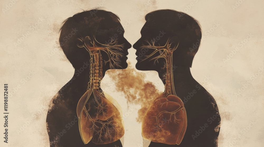 Respiratory system educational design with comparative before-after ...