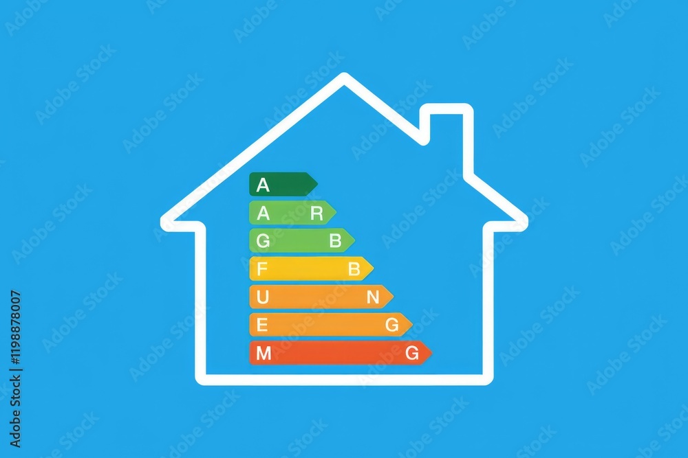 Energy efficiency rating chart for homes, showing grades from A (most ...