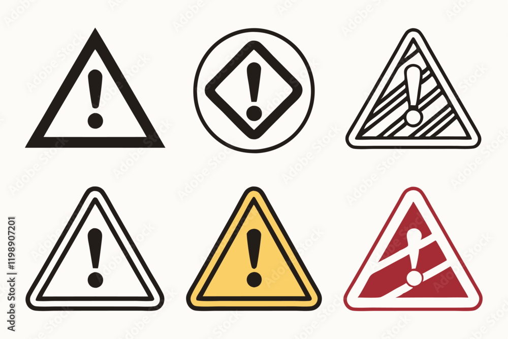 Warning signs, triangular icons, exclamation marks, caution symbols ...
