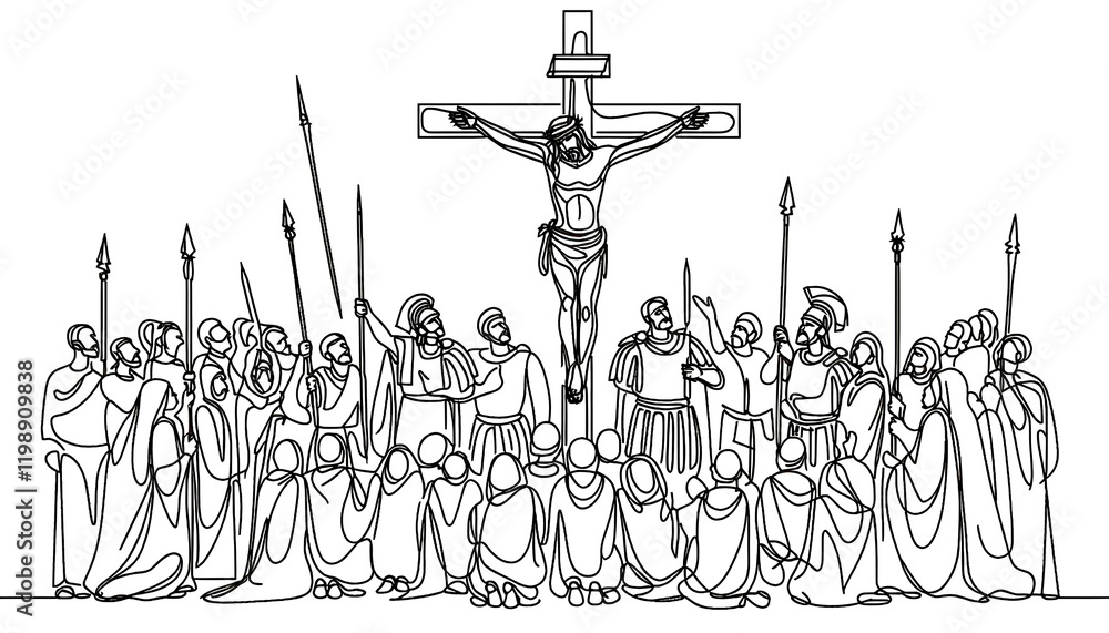 Roman Soldiers and the Crowd Witnessing the Crucifixion of Jesus Christ ...