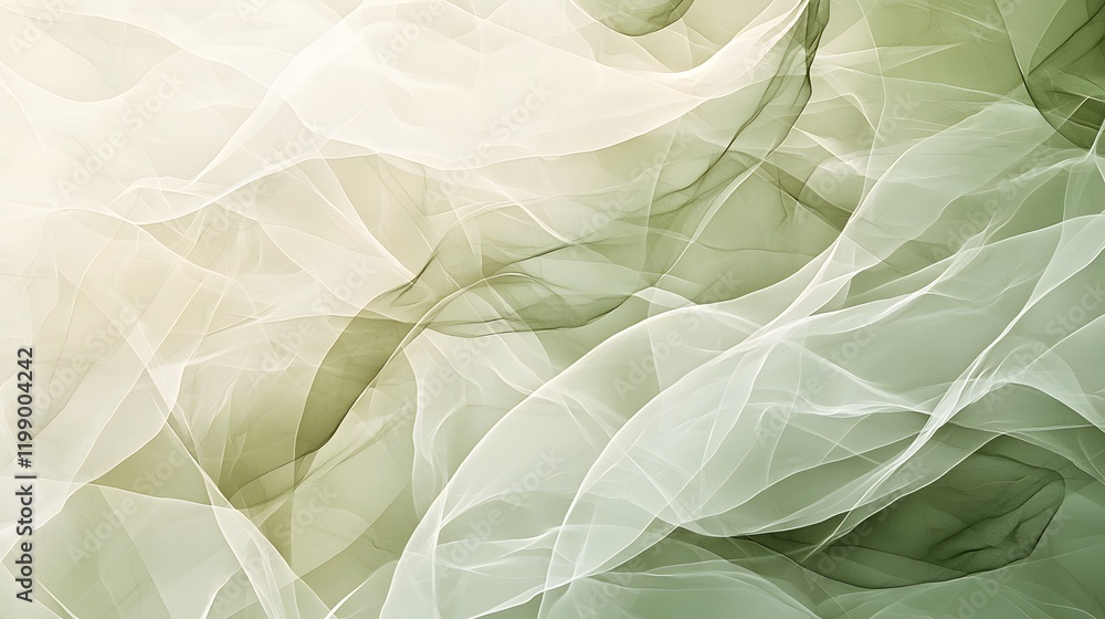 Overlapping translucent shapes in shades of beige and sage green ...