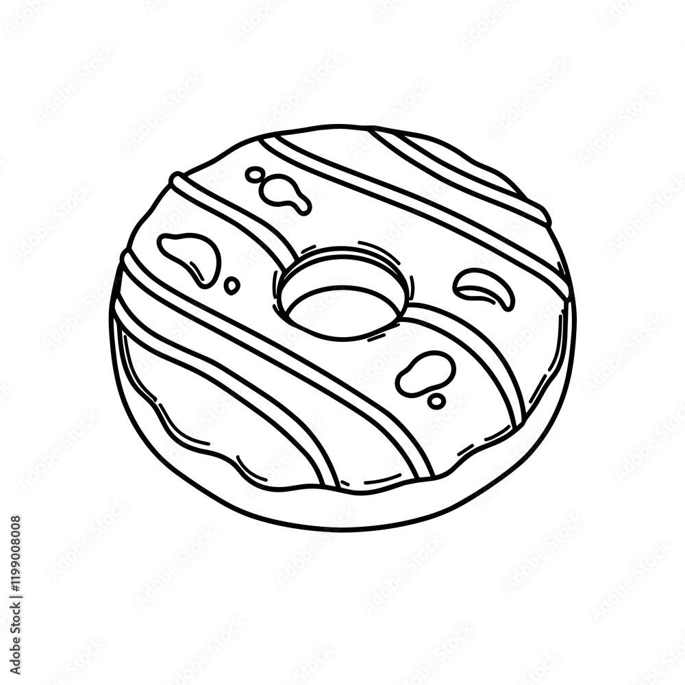Easy and bold coloring page of a donut illustration Stock Illustration ...