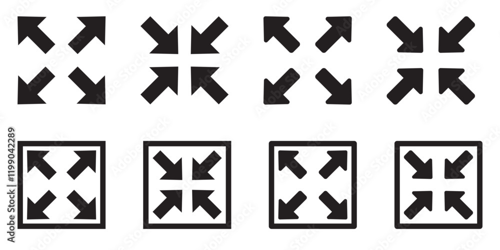 Full screen and exit full screen icon set Stock Vector | Adobe Stock