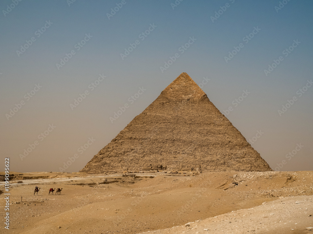 Famous Great Pyramids of Chephren and Cheops, Cairo, Egypt. Two of the ...