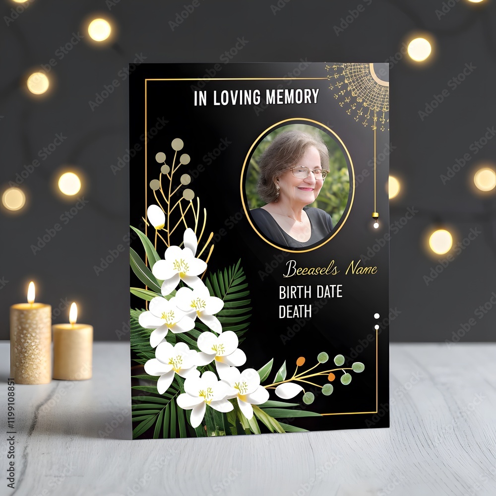 Funeral Program Memorial Service Obituary Layout with Purple Watercolor ...