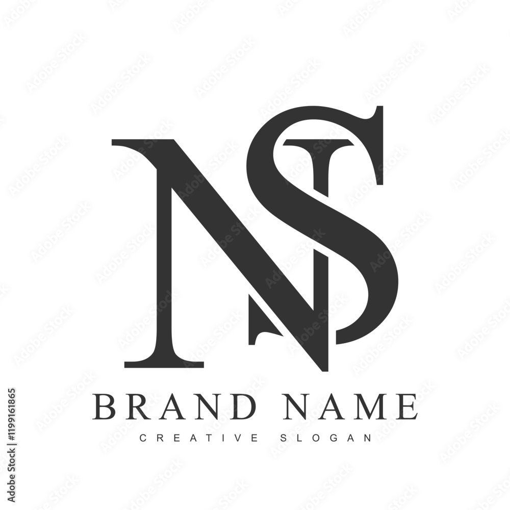 NS trendy logotype template. Initial letter n and s classic font style ...