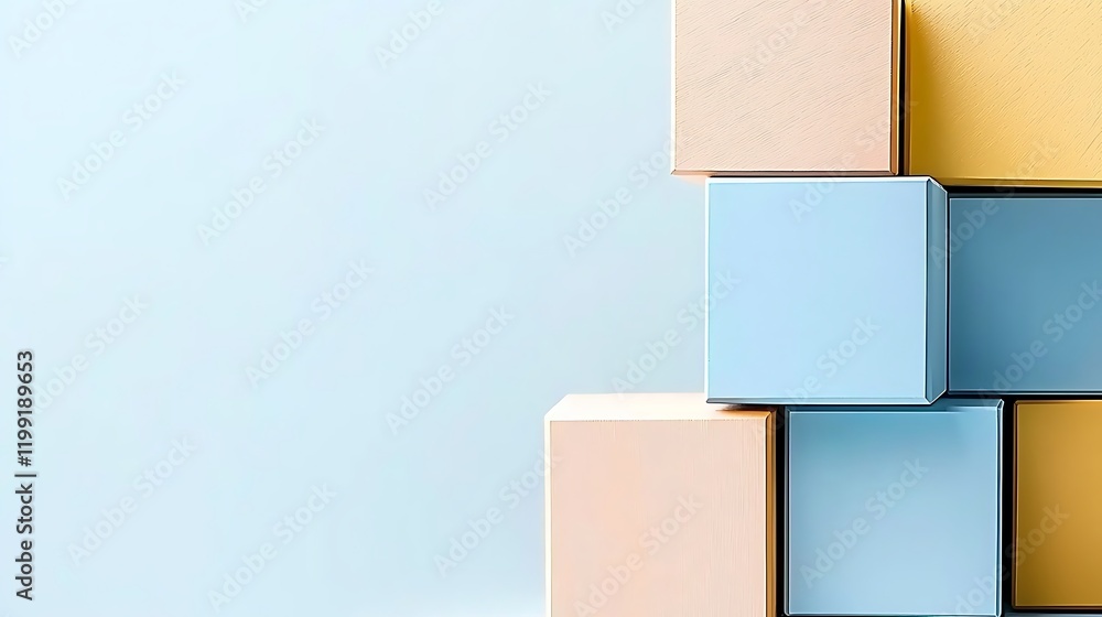 A visually striking design of colorful cubes interlocked and layered to ...