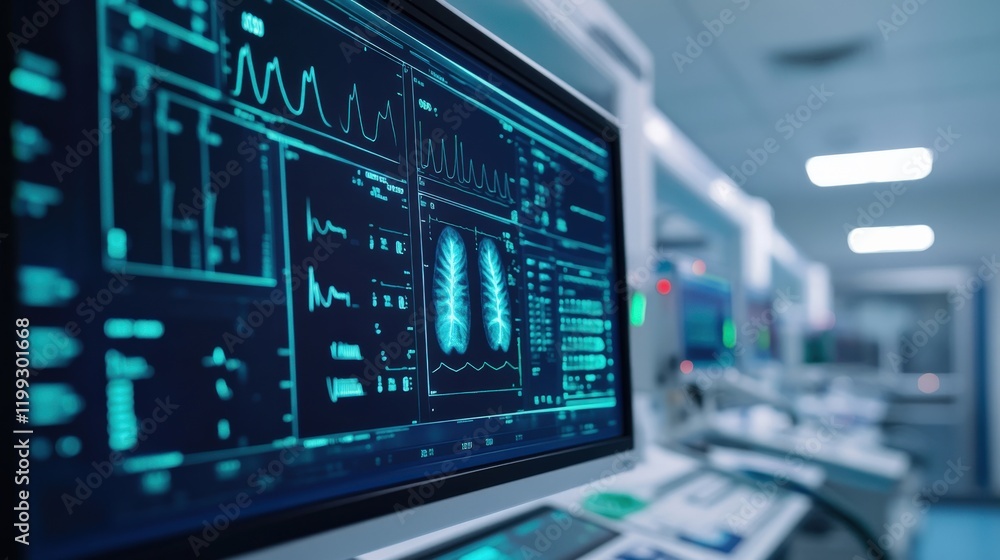 Advanced Medical Monitoring System Displaying Patient Health Data and ...