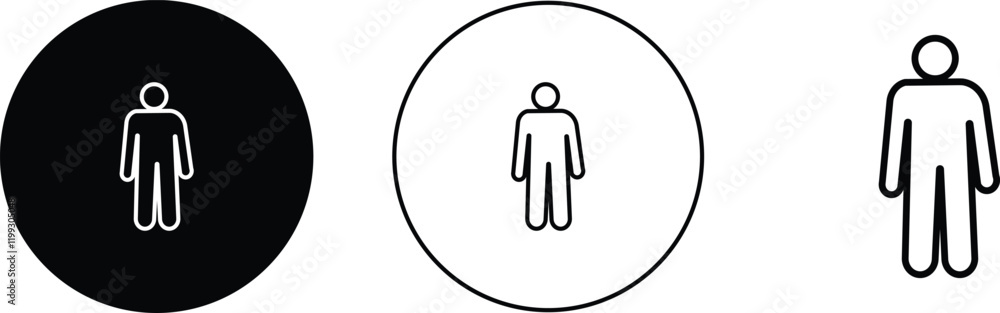 Male and female bathroom or restroom sign flat and line icon set ...