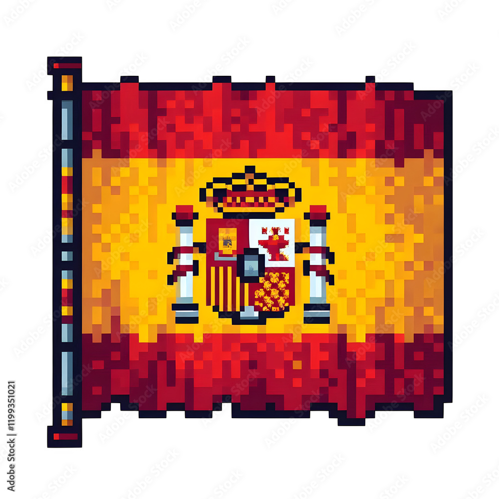 Pixel Art Spanish Flag, on transparent background png Stock ...