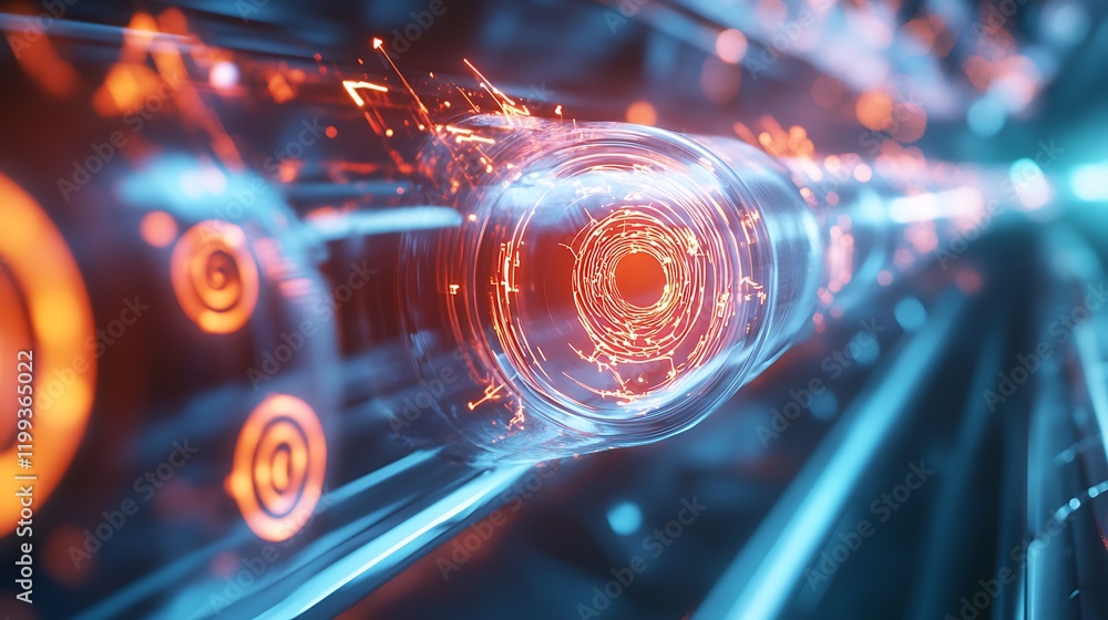 Quantum pipe with energy spirals and glowing symbols surrounding it in ...