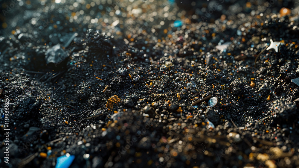 Visible Microplastics in Soil: A detailed close-up showing ...