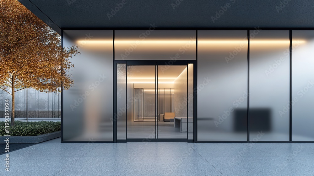 Frosted acrylic signage installation modern office high-quality visuals ...