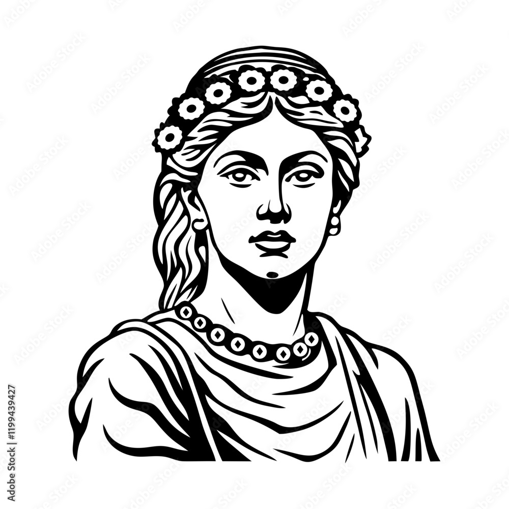 Hera goddess of greek mythology illustration in vintage style Stock ...