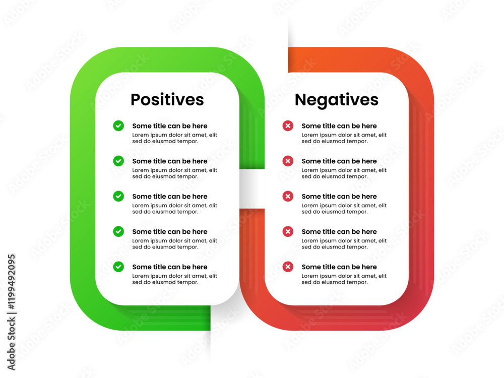 Infographic template. Checklist with positive and negative points Stock ...