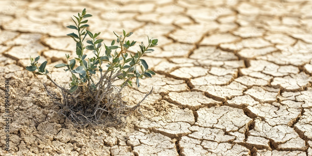 Dried and brittle plants in a desert setting, showing resilience in ...
