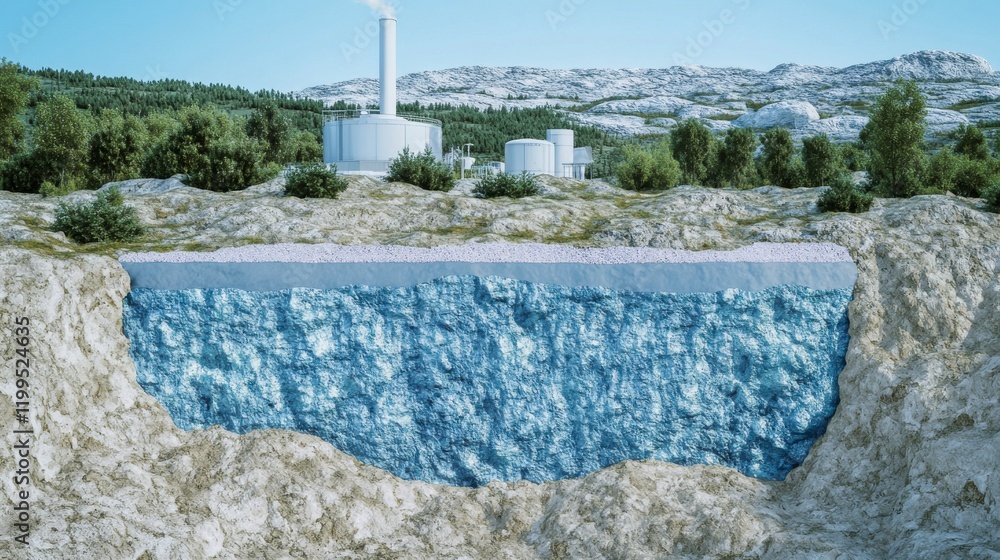 Geothermal Energy Landscape with Layered Geological Structures Stock ...