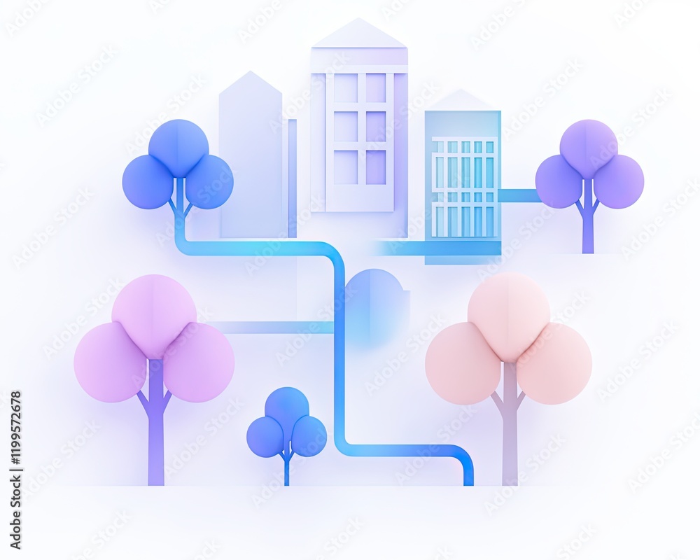 Isometric City Map with Buildings and Trees, Isometric Urban Landscape ...