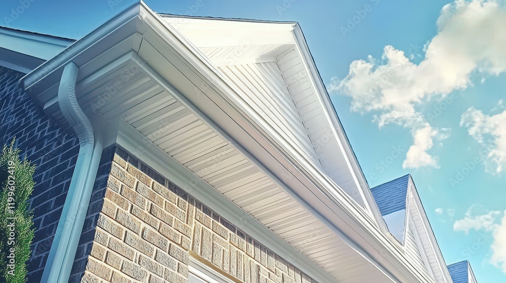 Colonial white soffit with ventilation features on a stylish brick ...