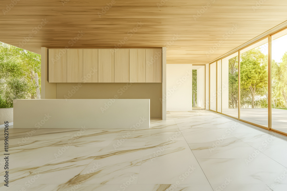 Modern minimalist interior design featuring open space and natural ...