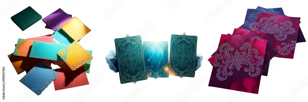Set of A digital painting of amazing cards featuring delicate lace ...
