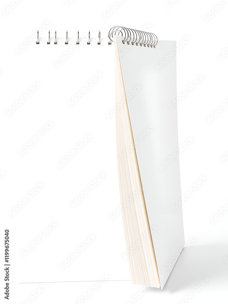 Calendar mockup with blank pages and spiral. Desktop vertical paper ...