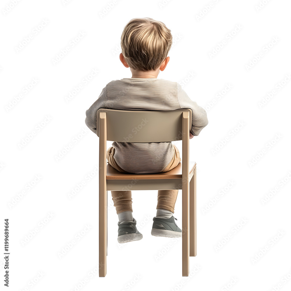 child sitting on a chair back view isolated on transparent background ...