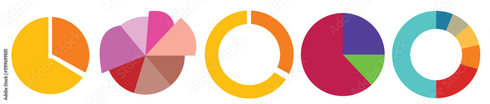Set of Pie chart color wheel of business report infographic. Colorful ...
