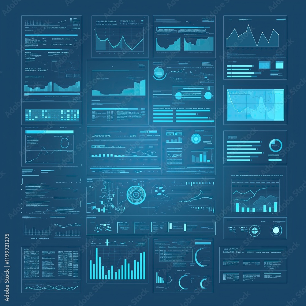 Charts and graphs on a computer screen, no background hd quality ...