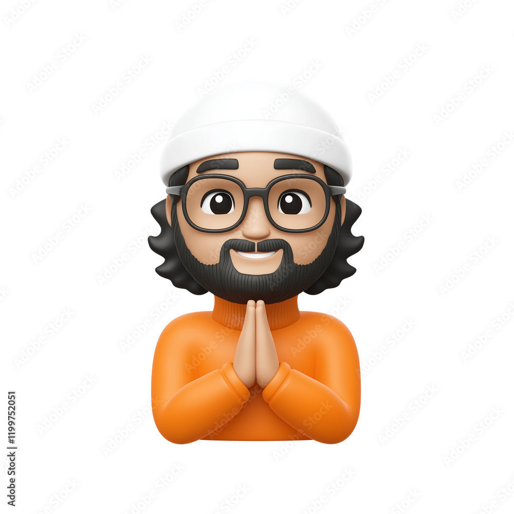 An emoji of the profile picture for an arab man with a transparent ...