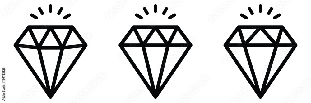 Diamond icon set. Different shapes of diamond. Dimond icon set in flat ...