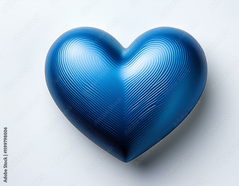 rounded 3d blue gradient heart view from above isolated on a white ...