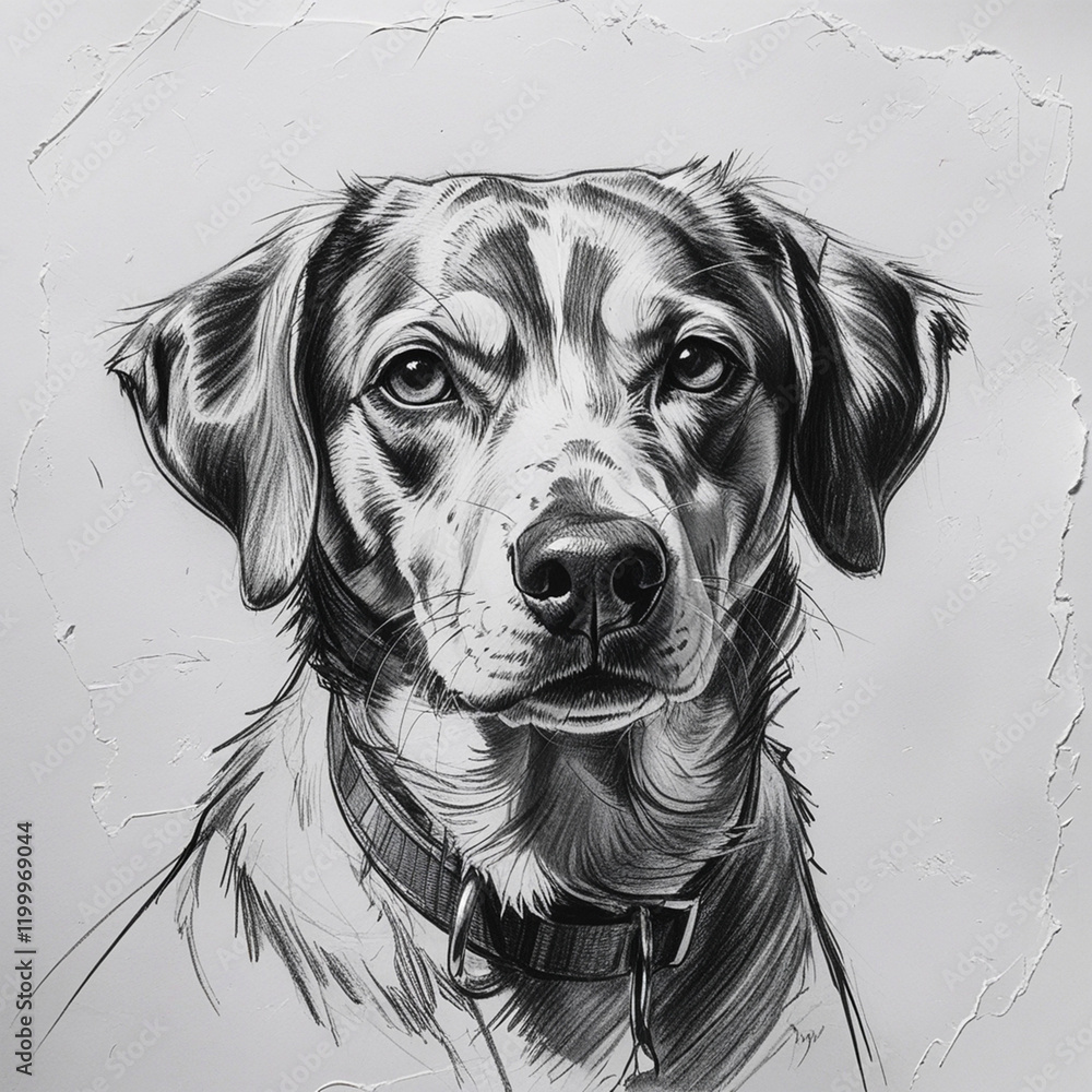 Detailed sketch of a dog's portrait. Expressive and stylish, perfect ...