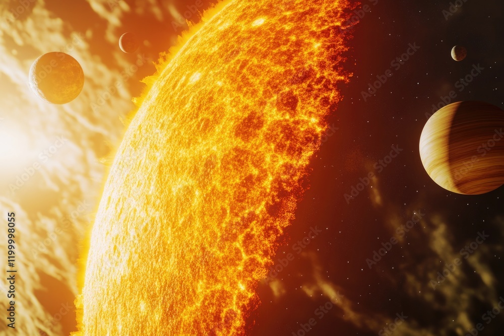 Space image showing the solar system's planets in orbit, a great ...