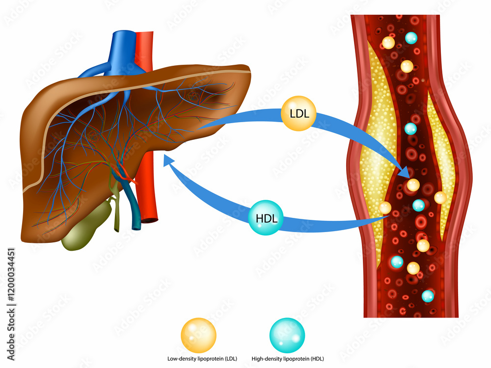Cholesterol Transport Ldl And Hdl Explained Liver And Blood Vessel