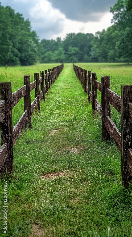 Serene landscape with fences peaceful countryside nature high ...