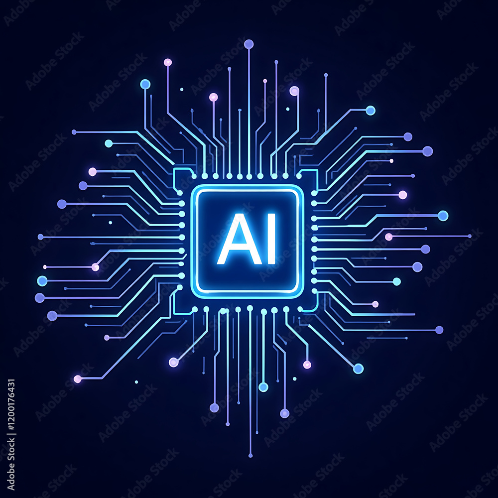 Photo of ai technology microchip background design with digital ...
