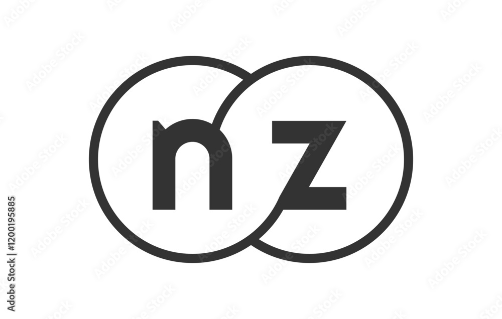 NZ business company emblem with outline rounds and letters n z. Logo ...