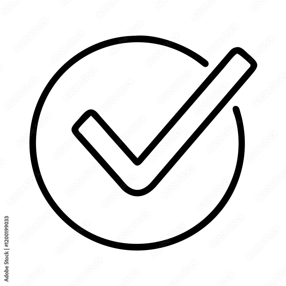 tick check mark icon, tick check mark line art - simple line art of ...