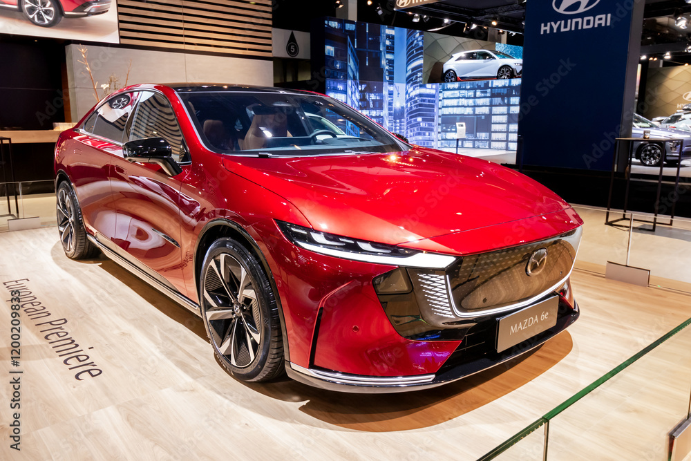 Mazda 6e (2025) all-electric sedan car at the Brussels Motor Show ...