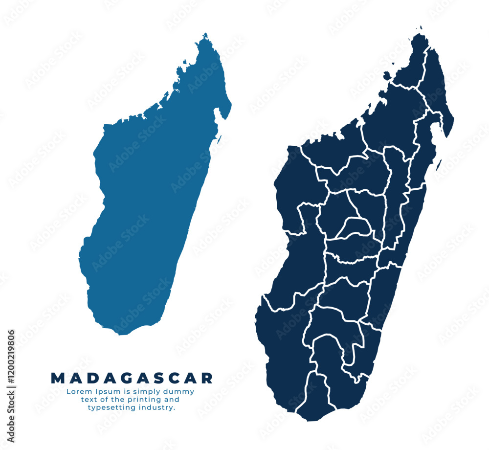 Madagascar political map and simple flat vector illustration Stock ...