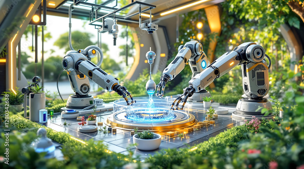 Futuristic AI-Powered Environmental Monitoring Station with Robotic ...